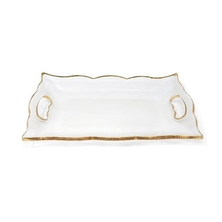 Rectangular Glass Tray with Handles and Gold Rim (3 Sizes) - Bed Bath ...