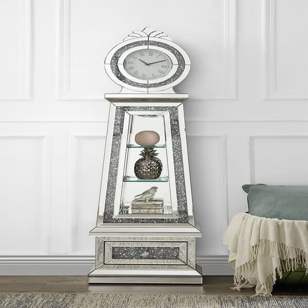 3 Tier Storage Cabinet Grandfather Clock with LED in Mirror - Bed Bath ...