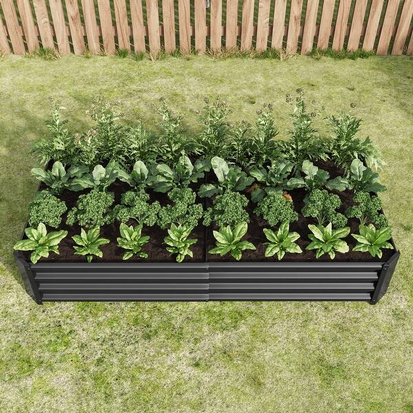 Black Large Outdoor Raised Garden Bed Metal Deep Root Box Planter ...