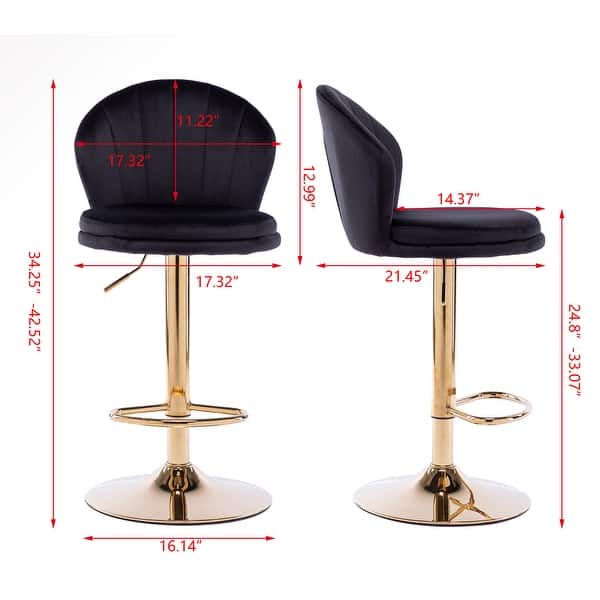 Swivel Height Adjustable Bar Stools with Chrome Footrest, Set of 2 ...