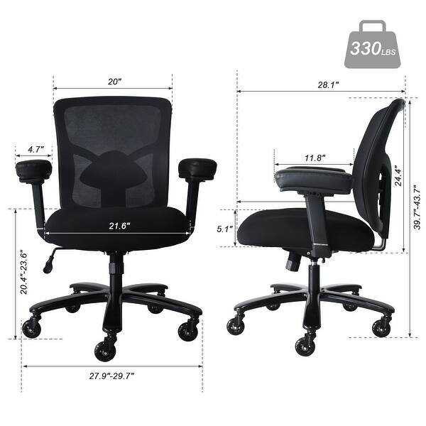 Ergonomic Mesh Desk Computer Chair with Adjustable Lumbar Support Arms ...
