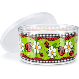 Ladybug Double Wall Insulated Unbreakable Plastic Bowl with Lid Holds ...