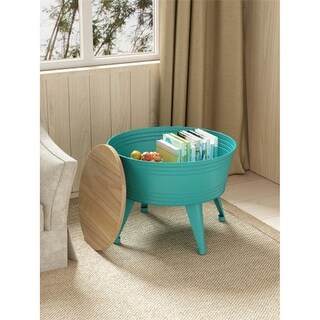 Antique blue cocktail table steel accent table wood top table - Bed ...