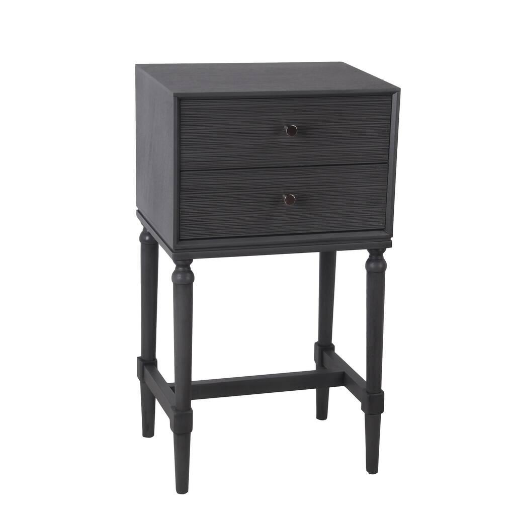 2 Drawer Wooden Accent Stand with Round Tapered Legs, Dark Gray ...