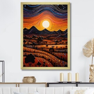Designart "Native Ancestral Sunrise Landscape I" Native American Art ...