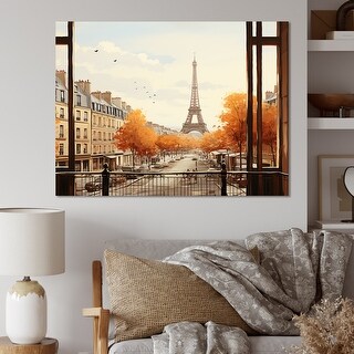 Designart "Rustic Eiffel Tower Paris Window View III" Paris Wall Décor ...