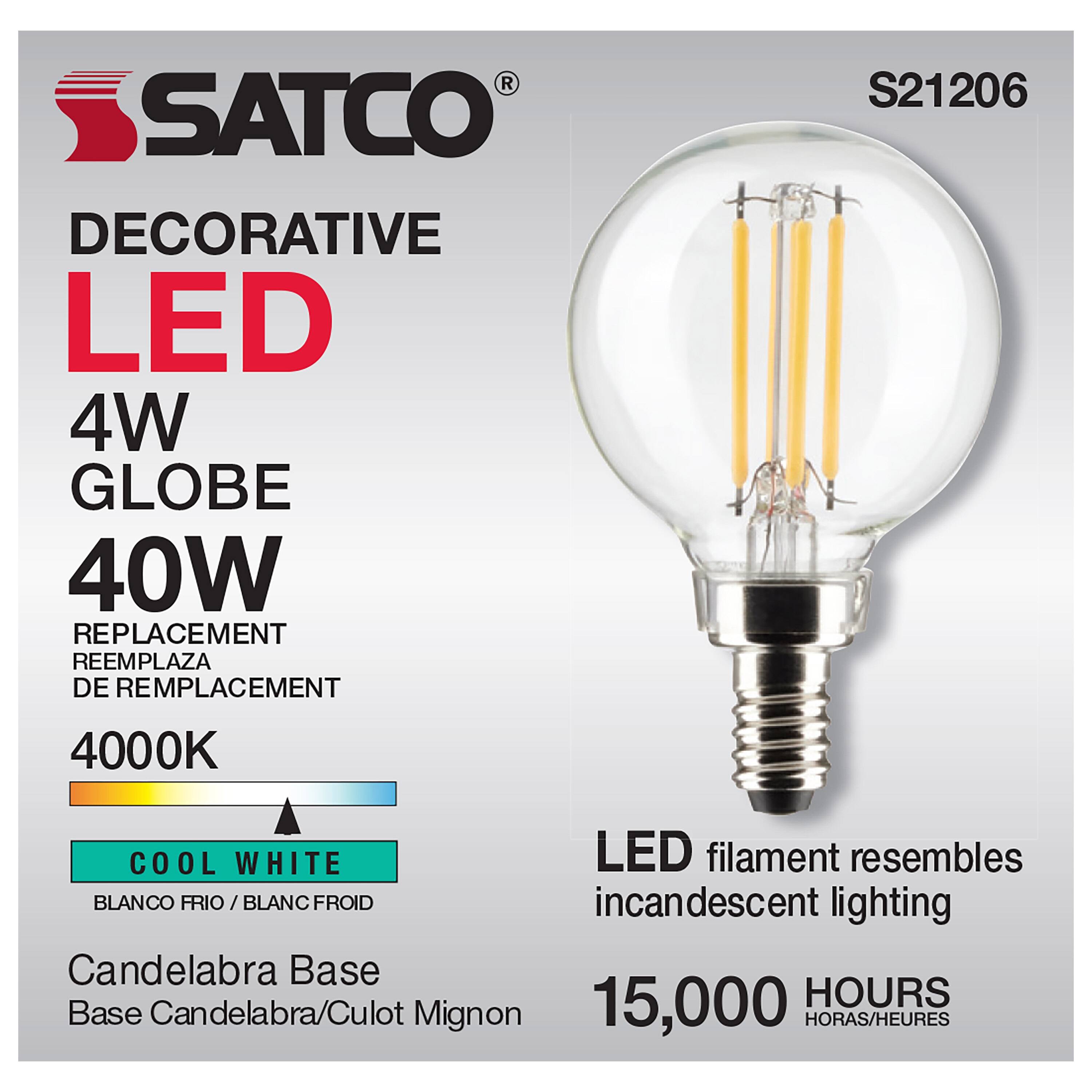 4 Watt G16.5 LED - Clear - Candelabra base - 90 CRI - 4000K - 120 Volt - Bed Bath & Beyond ...