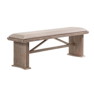 Upholstered Dining Bench with Fluted Curved Trestle Base in Natural Ash ...
