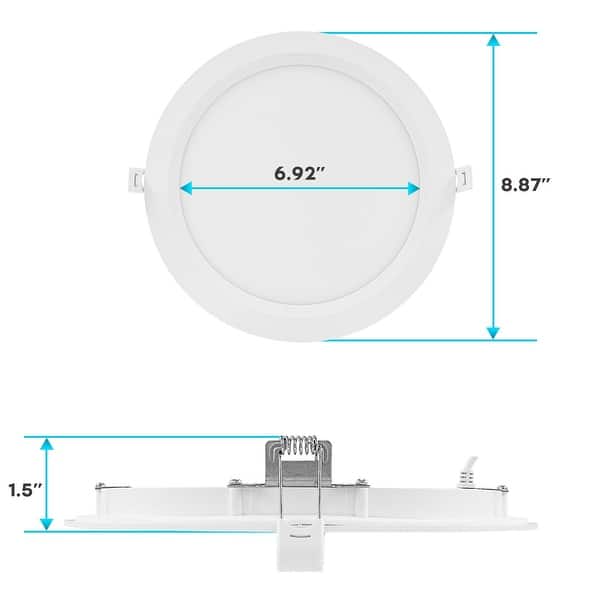 Luxrite 8" Ultra Thin LED Recessed Light J-Box 23W 5 Color Options ...