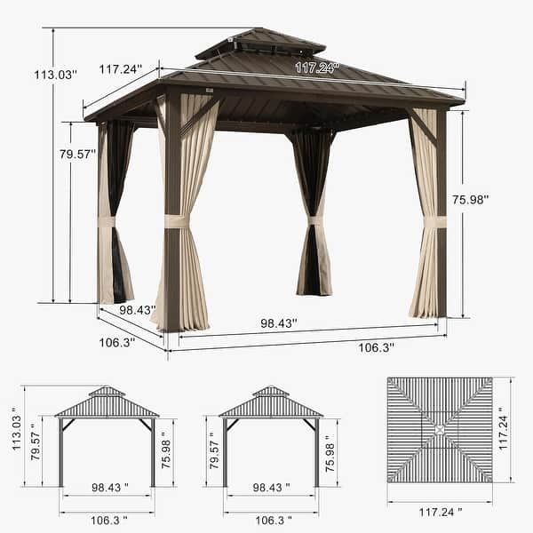PURPLE LEAF Gazebo Outdoor Gazebo with Dual-Layer Galvanized Steel ...