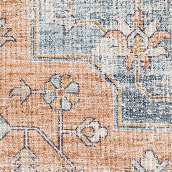 2' X 8' Orange Blue Teal Green And Beige Oriental Power Loom Stain ...