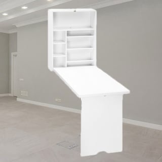 Space-Saving Fold-Out Wall Desk with Multiple Storage Compartments and ...