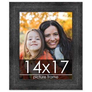 14x17 Distressed/Aged Black Wood Picture Frame - UV Acrylic, Foam Board ...