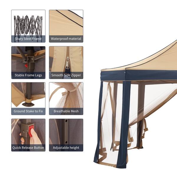 10x13 FT Outdoor Gazebo Pop Up Canopy with Mosquito Net ...