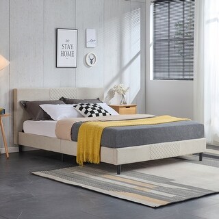 Luxurious and Stylish: Velvet Upholstered Queen Bed Frame with LED ...