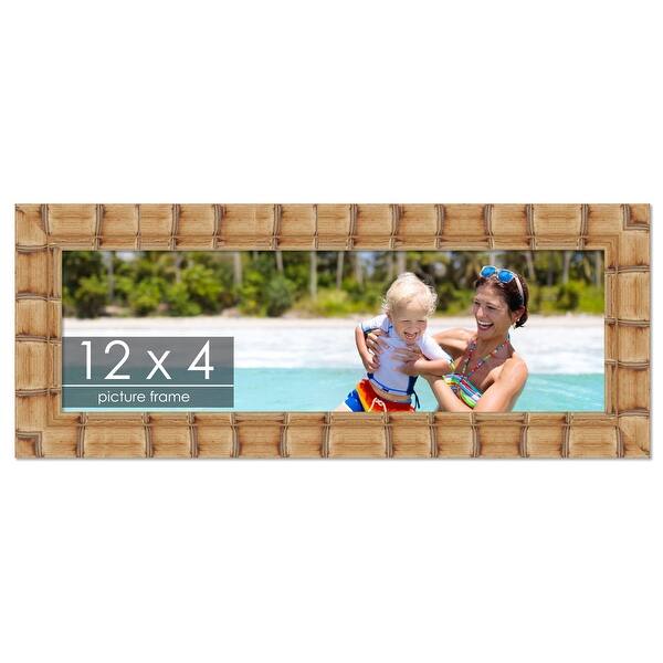 12x4 Bamboo Natural Complete Wood Picture Frame with UV Acrylic, Foam ...