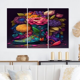 Designart "Bright Floral Bouquet In Farm Boots III" Fashion Shoes ...