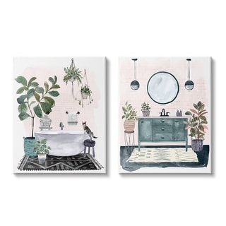 Stupell Pink Pop Modern Bathroom Interior Chic Room, 2pc Multi Piece ...