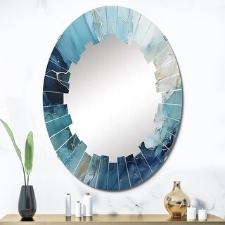 Designart "Oceanic Collage I" Abstract Collages Modern Wall Mirror ...