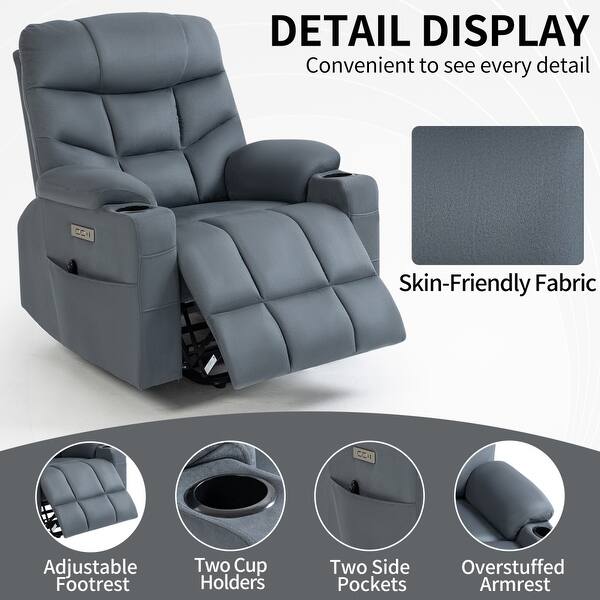 Blue Power Lift Recliner Chair, with Massage and Heating Functions, USB ...