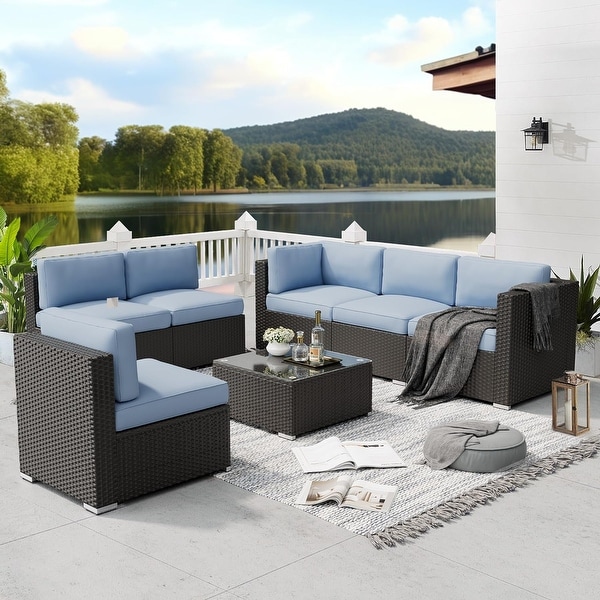 Black rattan sectional store