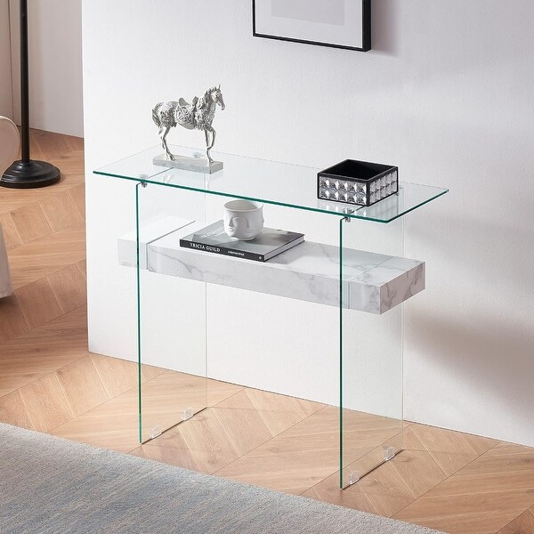 Small glass console table with shelf store
