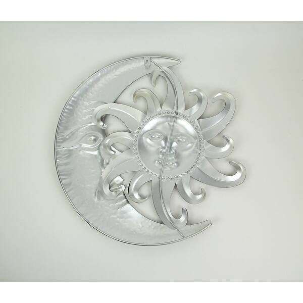 21 Inch Metal Sun Moon Face Wall Hanging Sculpture Celestial Art - Bed ...