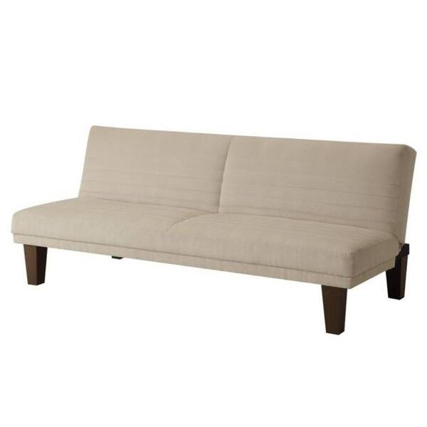 Tan Modern Upholstered Microfiber Adjustable Futon Sleeper Sofa - Bed ...
