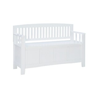 Slatted Back Storage Bench - 50" - White - Bed Bath & Beyond - 40693599
