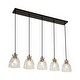 Elisie Modern Linear Chandelier 5-Lights Water Glass Pendant Light Hammered Kitchen Island Bar ...