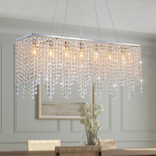 Eudosia 32 in. Chrome Crystal Modern Chandelier, 7-Light Kitchen Island ...