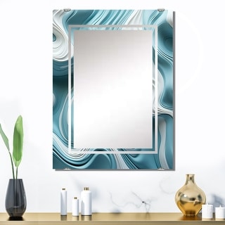 Designart "Blue And White Wave Tiles Impressions I" Abstract Waves ...