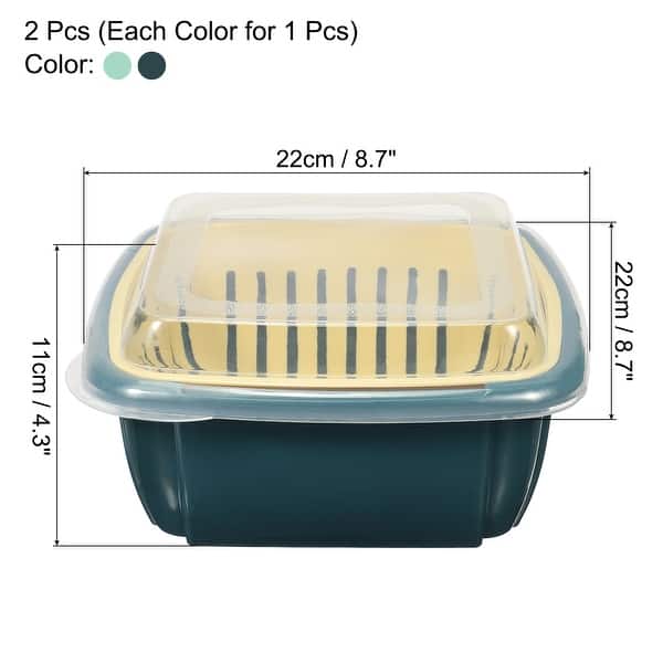 Kitchen Double Layer Colander with Lid, 2 Pcs Drain Basket Set - 22cm x ...