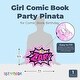 Girl Comic Book Hero Pink Party Pinata for Comic Book Birthday (17 x 11 ...