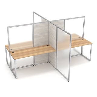 Powered Cubicle Workstation U-Shaped Privacy Office Divider with Glass ...