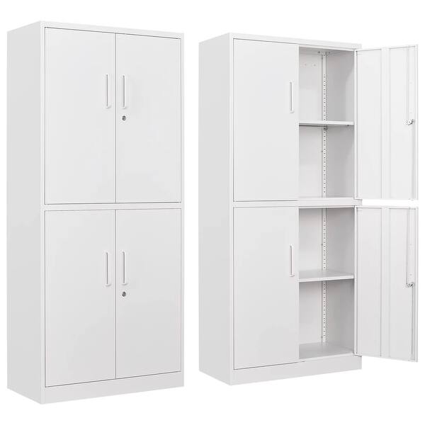 Metal Storage Cabinet Locking Steel Storage Cabinet with 4 Doors and 2 ...