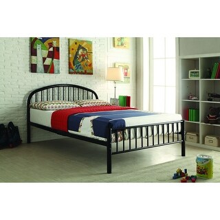 Modern Style Cailyn Full Size Metal Panel Bed with Slatted Headboard ...