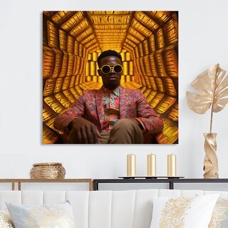 Designart "African American Rapper Cool Golden Matrix" Man Canvas Art ...