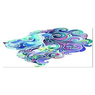 Designart 'Blue Lion Abstract Art' Animal Digital Art Metal Wall Art ...