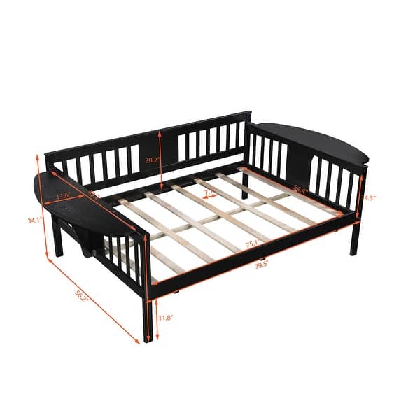 Multi-functional Design Full Size Daybed Wood Bed with Foldable Table ...