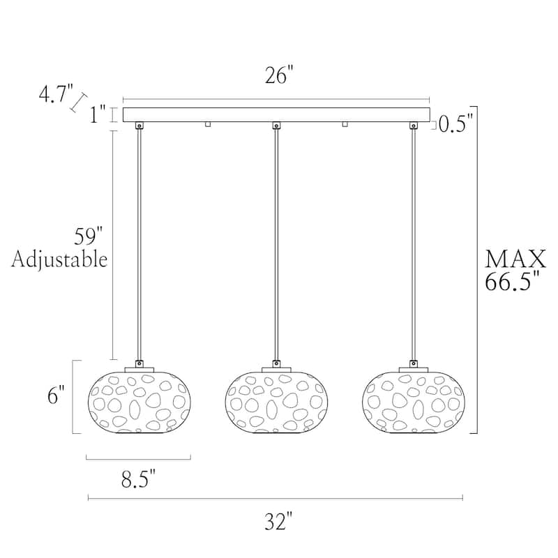 Modern 3-Light Chandeliers Colorful Glass Gold Linear Island Pendant ...