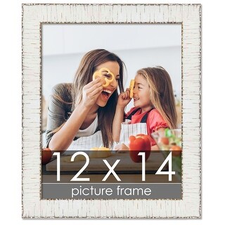 12x14 White Rustic Birch Wood Picture Frame with UV Acrylic, Foam Board ...