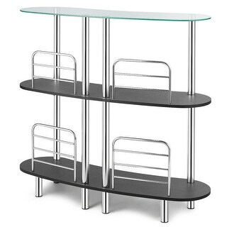 3-tier Bar Cabinets Table with Tempered GlassTop - 43.5" x 14" x 41.5 ...