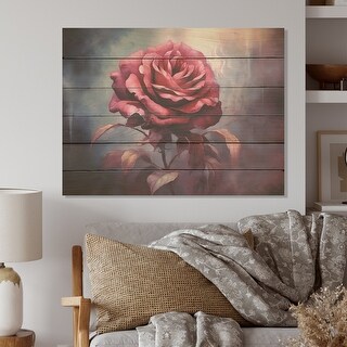 Designart "Timeless Vintage Rose" Rose Wood Wall Decor - Traditional ...
