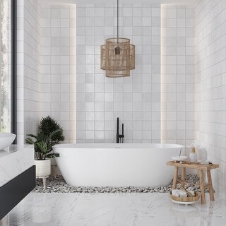 Apollo tile 5" x 5" Chateau Glossy White Ceramic Tile (10.76 sq ft/case ...