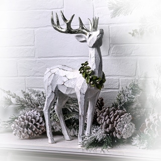 16" Resin Frosted Standing Mistletoe Deer - Bed Bath & Beyond - 32428339