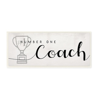 Stupell Number One Coach Phrase Grey Trophy Detail Wood Wall Art, 7 x ...