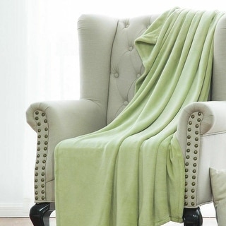 Super Soft Light Weight Coral Fleece Warm Throw Sage - Bed Bath ...