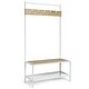 3 in 1 Industrial Coat Rack with 2-tier Storage Bench and 5 Hooks - 35. ...