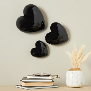 Black, Gold, Silver or White Ceramic Slanted Heart Home Wall Decor with ...